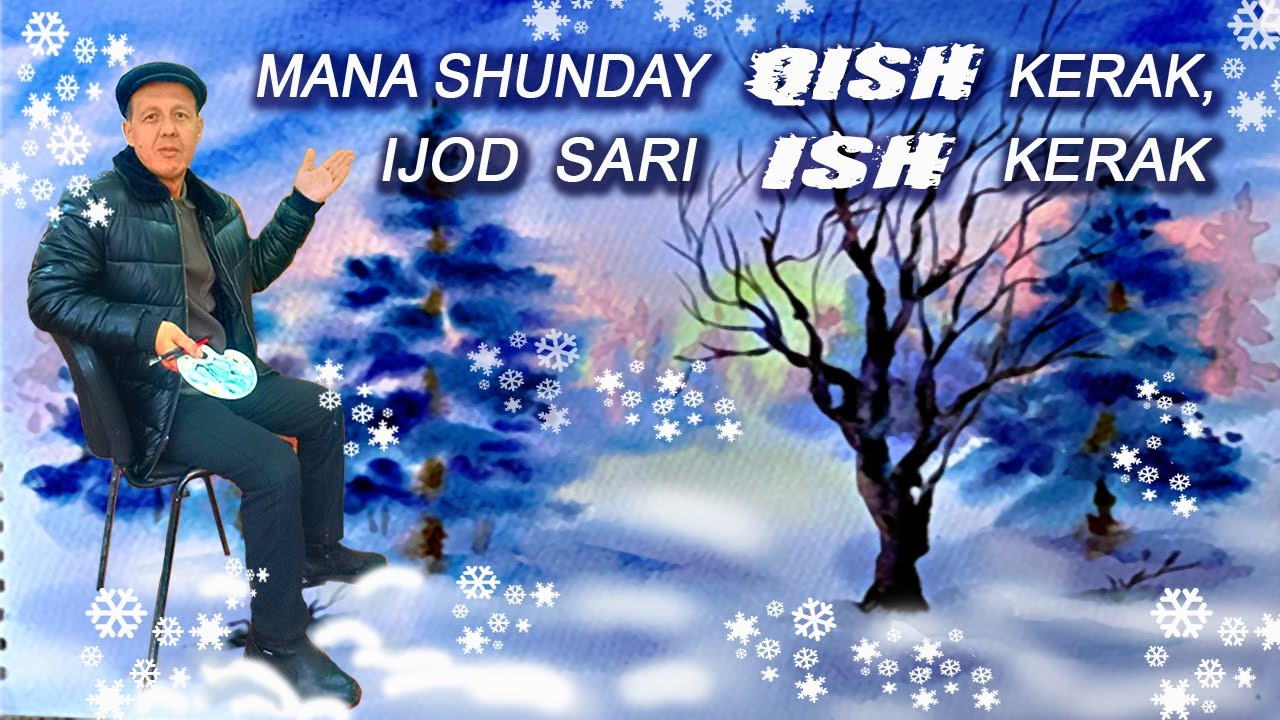 Qish manzarasini chizish/ Winter season drawing - YouTube