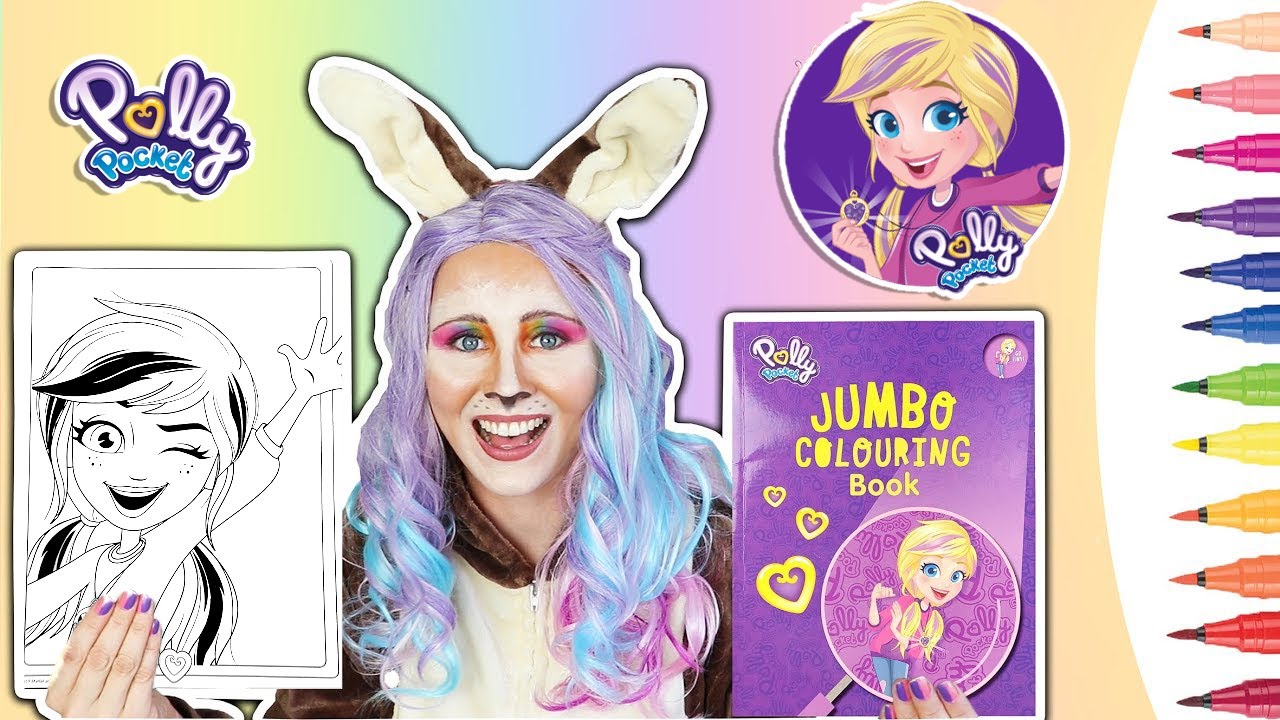 HOW TO COLOR POLLY POCKET | JUMBO Coloring Book Page | Markers - YouTube