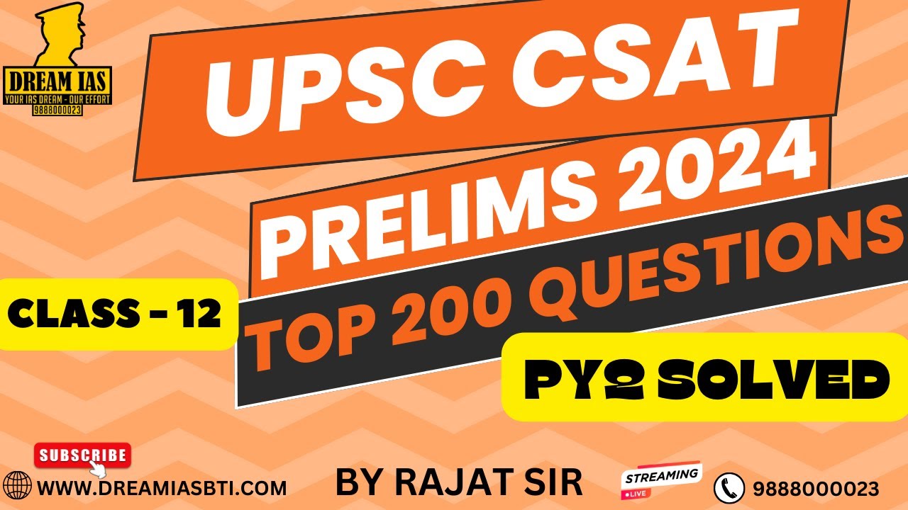UPSC CSAT PYQ SOLVED CLASS - 12 TOP 200 QUESTION BY RAJAT SIR - YouTube