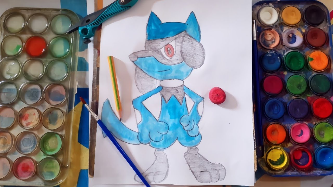 How To Draw Riolu From Pokemon Watercolours Youtube