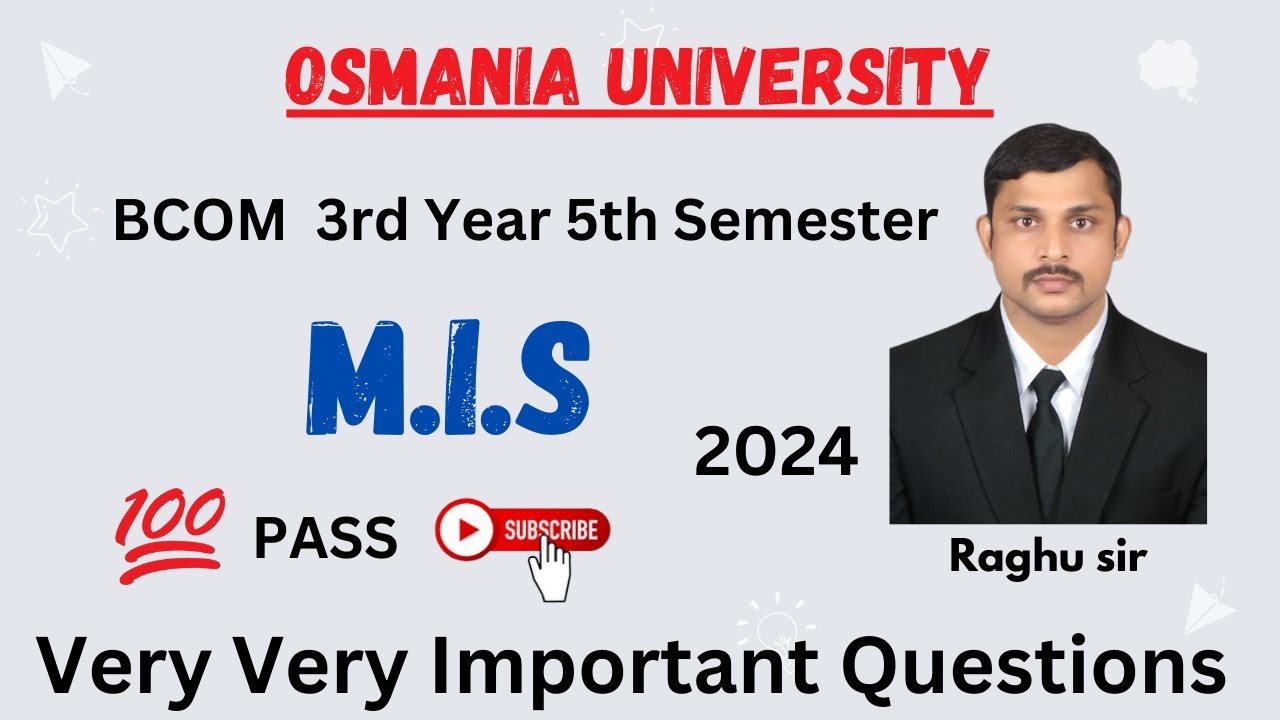 MIS IMPORTANT QUESTIONS || 2024 || BCOM 3RD YEAR 5TH SEMESTER #MIS || MANAGEMENT INFORMATION ...