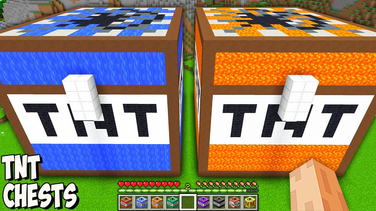 Which GIANT TNT CHEST is BETTER in Minecraft? BIGGEST WATER CHEST vs ...