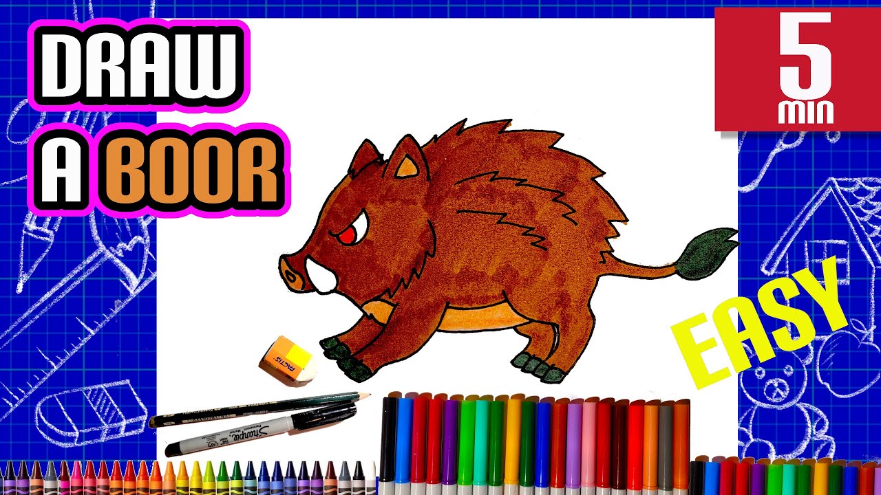 How to draw a boar | draw animals for kids - YouTube