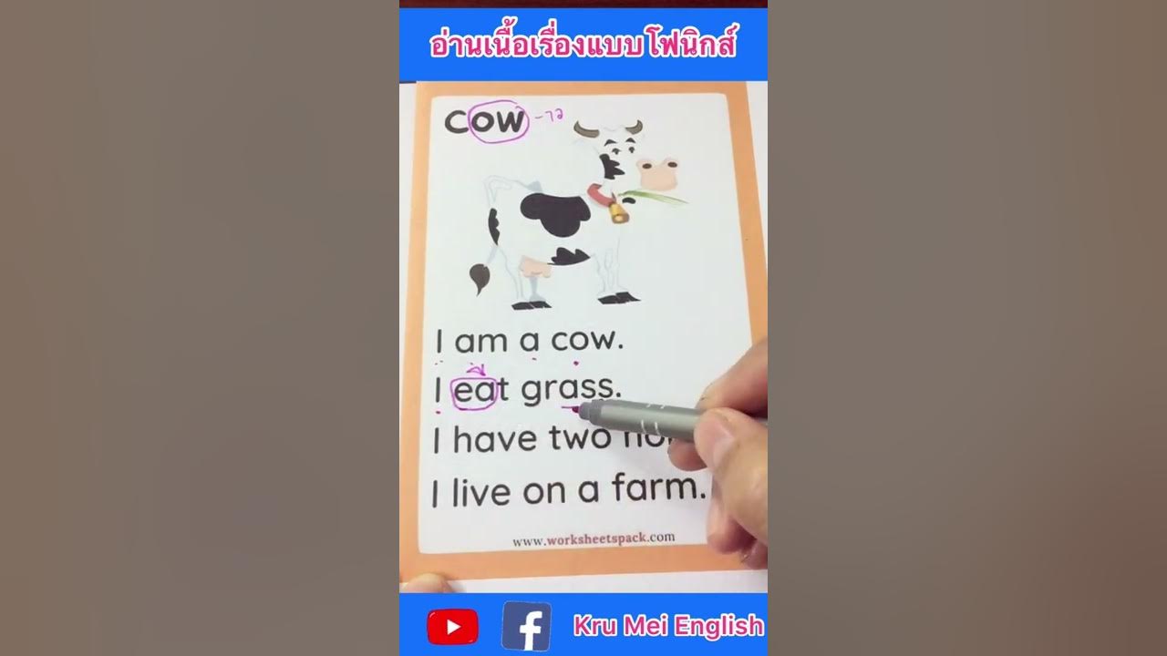 ฝึกอ่านเนื้อเรื่องแบบ Phonics “cow” - YouTube