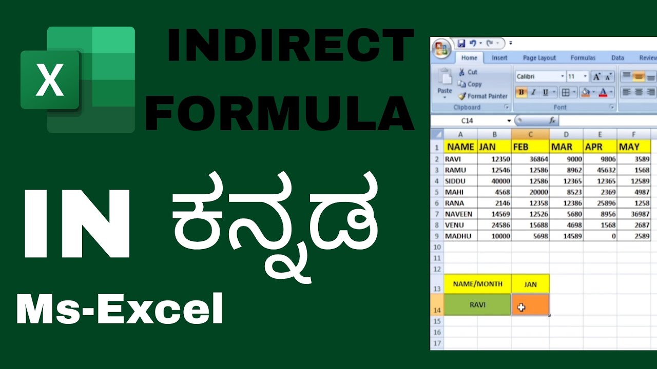 Indirect Formula In Ms excel In Kannada indirect-formula-in-ms-excel-in-kannada