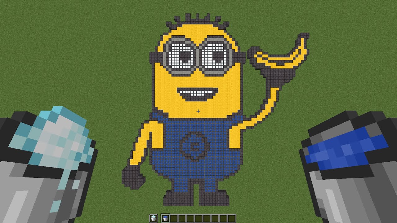 Minion Kevin Pixel Art in Minecraft 🍌 पिक्सेल ड्राइंग - YouTube