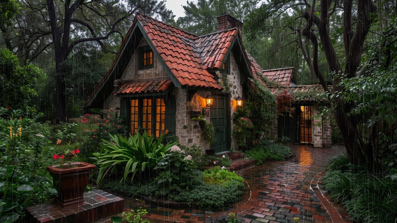 Deep Sleep with Heavy Rain Sounds 🌧️ 10H Forest Cottage Ambience 🏡 ...