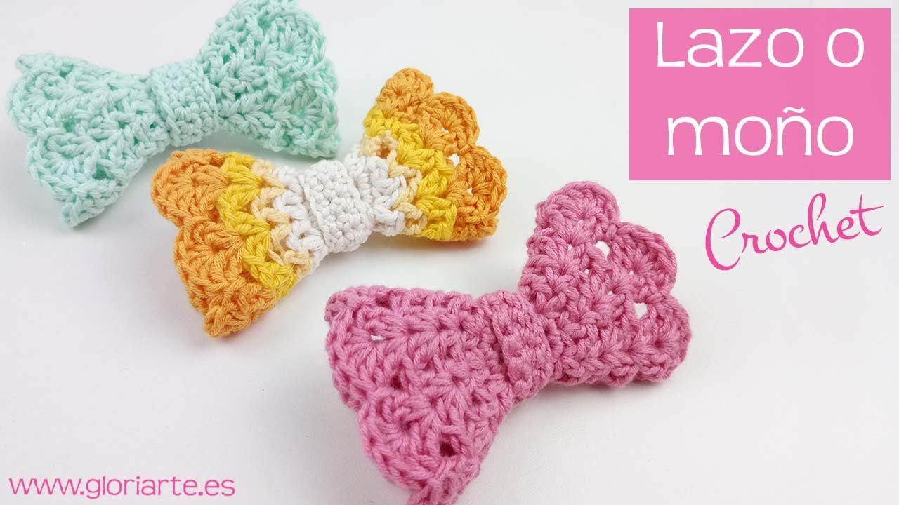 LAZO o MOÑO de GANCHILLO. TIE or BOW of CROCHET. - YouTube