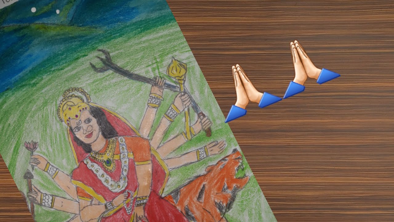 Navratri special | drawing mata chandraghanta with colour pencils and ...