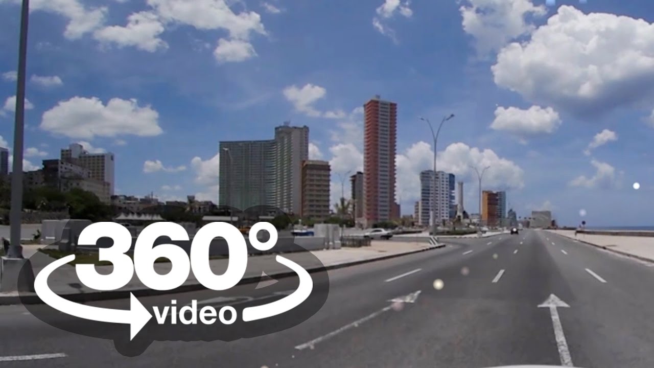 Habana Cuba: camera car Malecon vuelta en carro video 360 grados - YouTube
