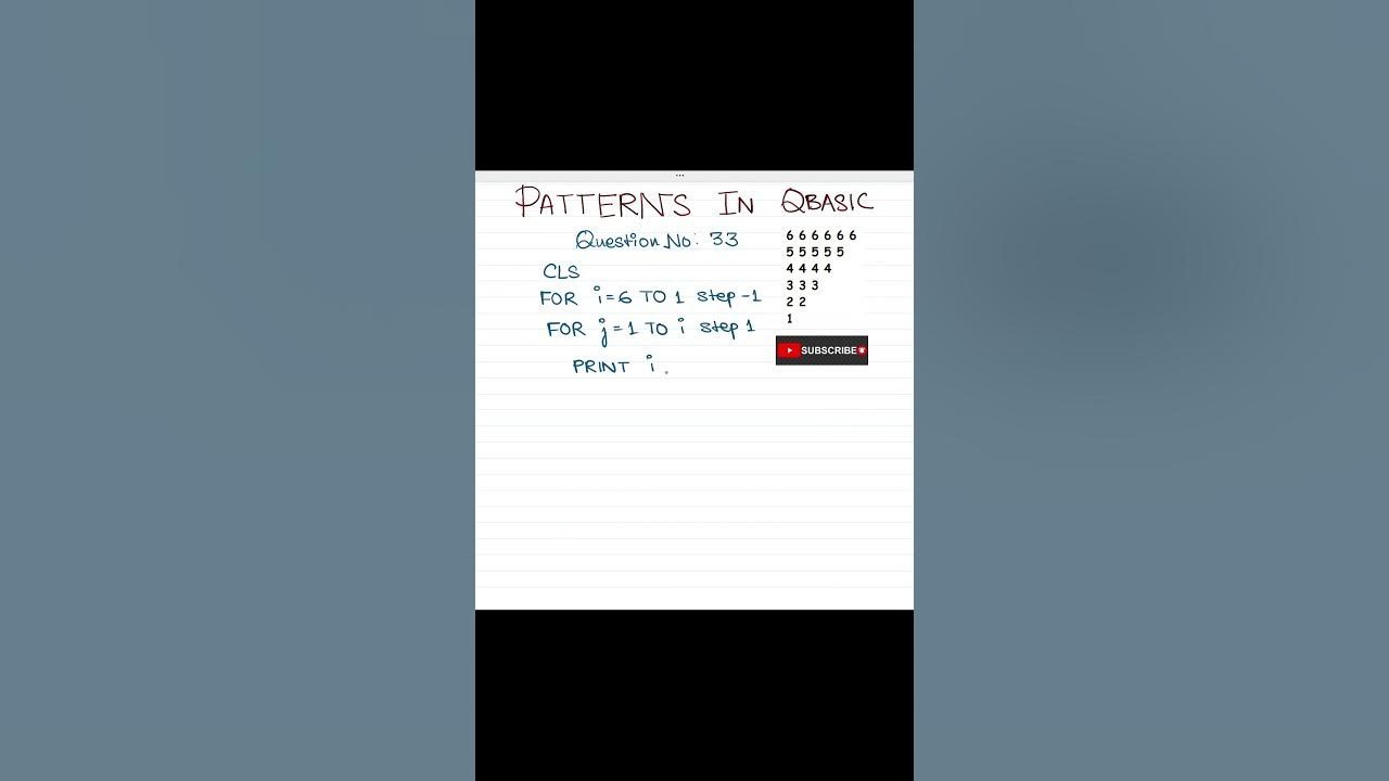 Qbasic Patternpart 33youtubeshorts Shots Qbasic Sort Pattern Programs In Qbasic For
