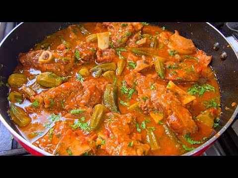 Lamb Bamya Recipe | Easy Middle Eastern Okra with Tender Lamb | Arabic Bamya