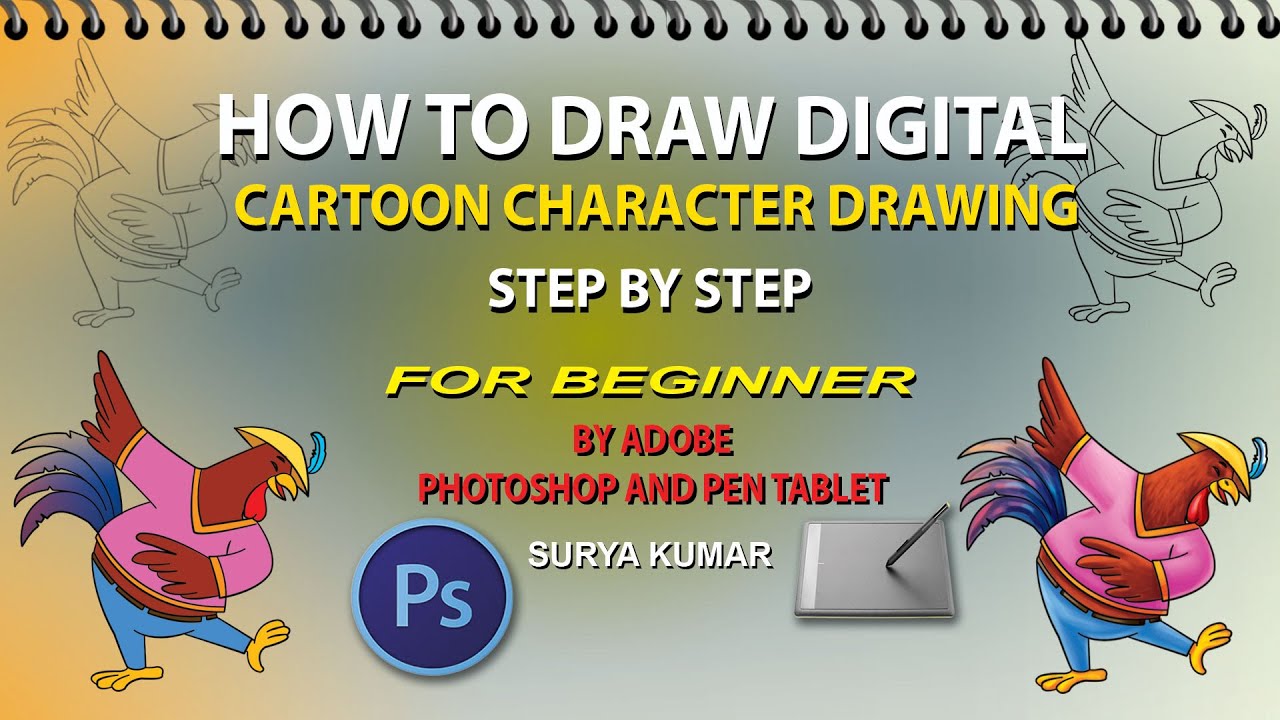 How to Draw Digital Cartoon Character Step by Step for Beginner… - YouTube