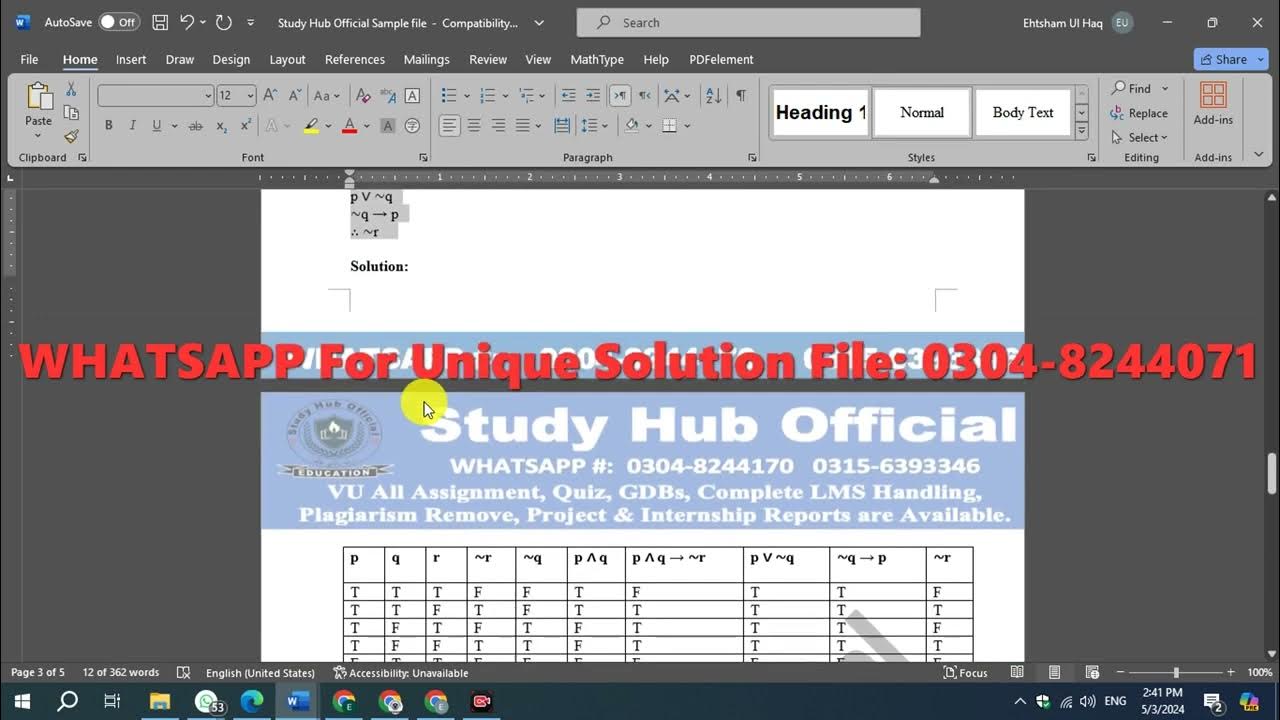 MTH202 Assignment 2 Solution Spring 2024 By Shahzad - YouTube