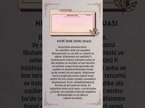 Hicrî Sene sonu Duası