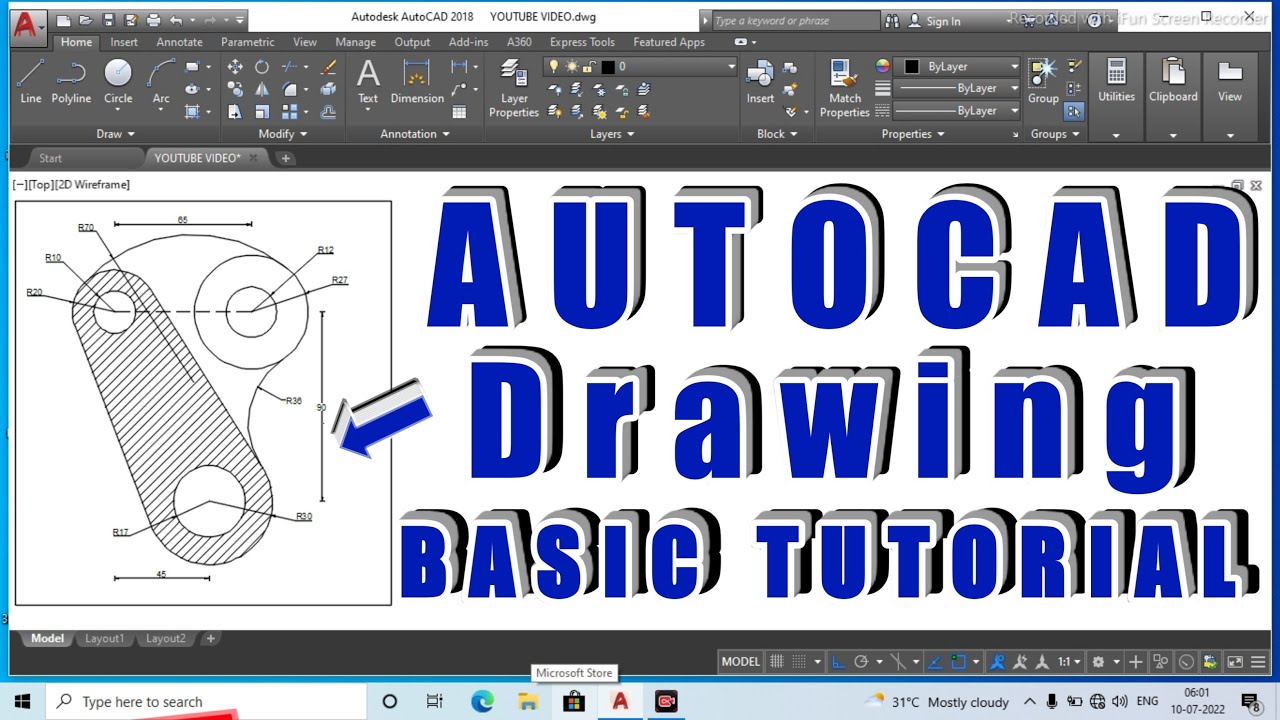 MACHANICAL DRAWING BASIC TUTORIAL । AUTOCAD में MACHANICAL Drawing ...