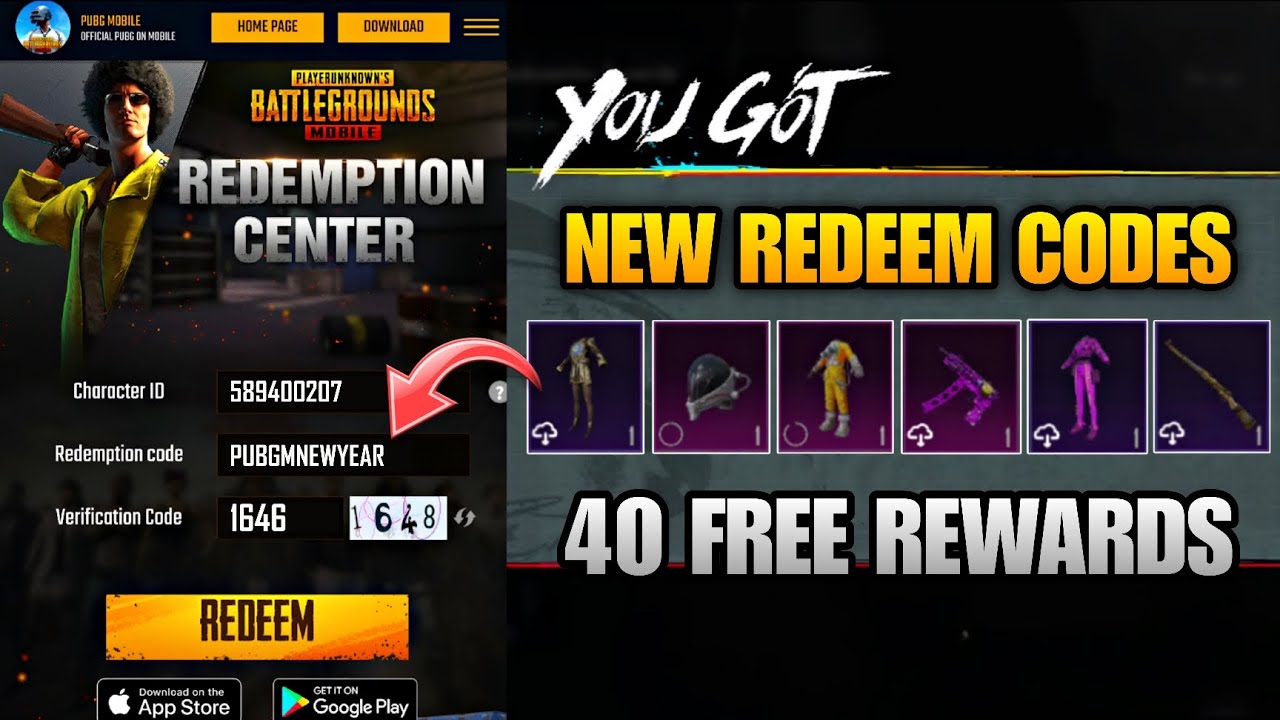 🔴 PUBG MOBILE NEW REDEEM CODES | FREE 40 REWARDS IN PUBG MOBILE | PUBG ...
