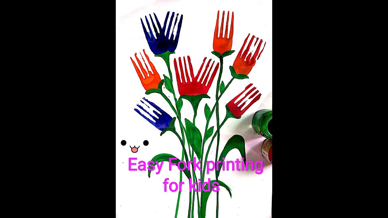 Fork printing /easy and simple printing for kids - YouTube