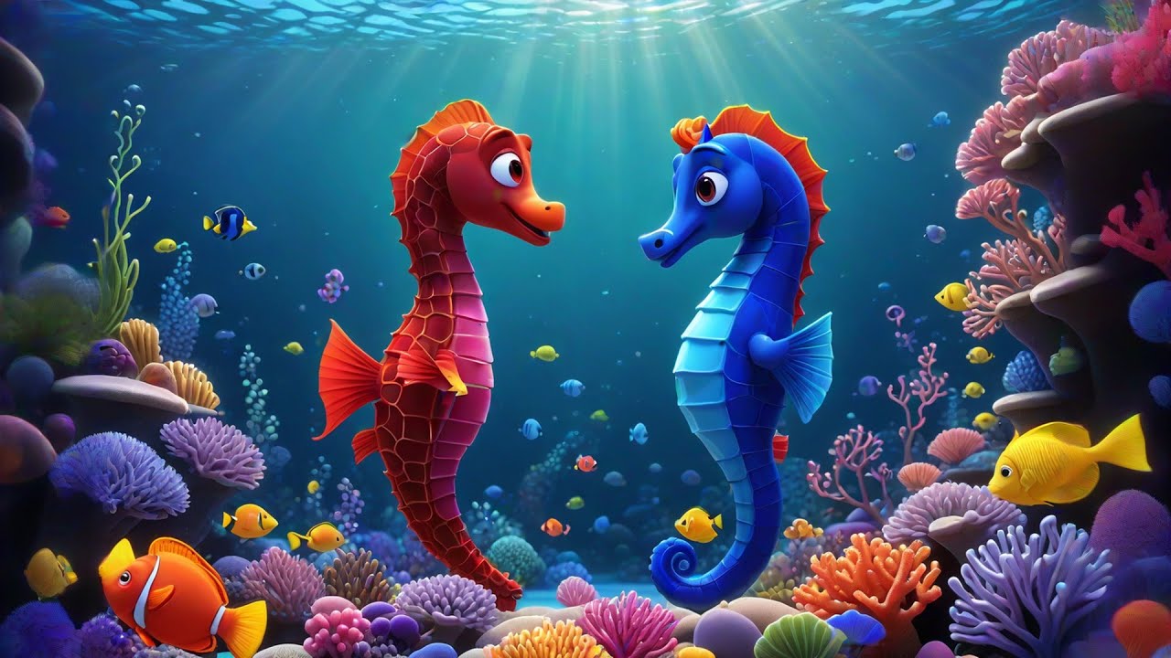 Six Singing Seahorses Dance in the Sea | Ocean Song for Kids | Nursery ...
