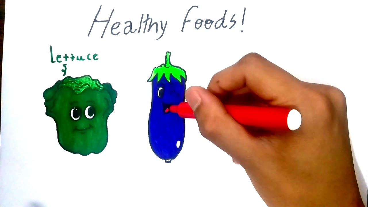 Healthy Foods part 3 - how to draw vegetables!(Desenhando comidas ...