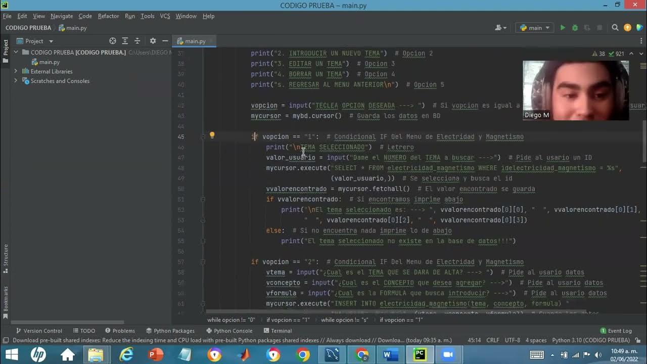 Explicación del código en PyCharm (como es que se realiza cada opción). - YouTube