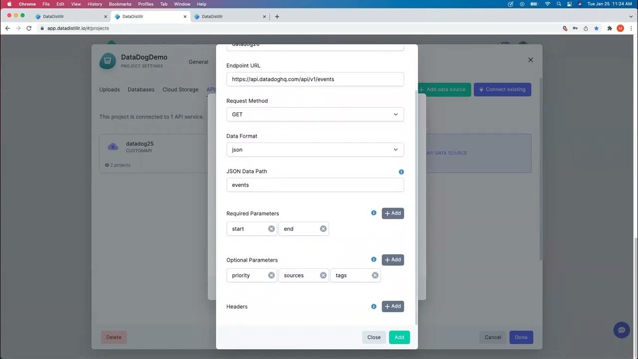DataDistillr configures Datadog API - YouTube