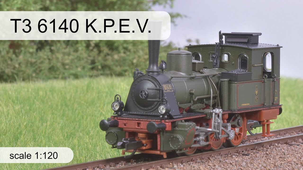 K.P.E.V. T3 6140 steam locomotive built by Tillig 04242 » #iwii - YouTube