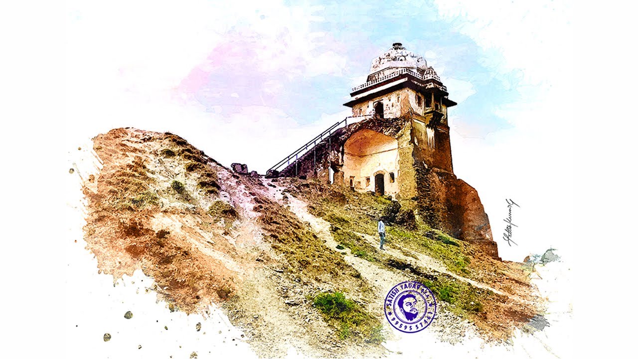 Rohtas Fort watercolor painting in photoshop (using filters mask and ...
