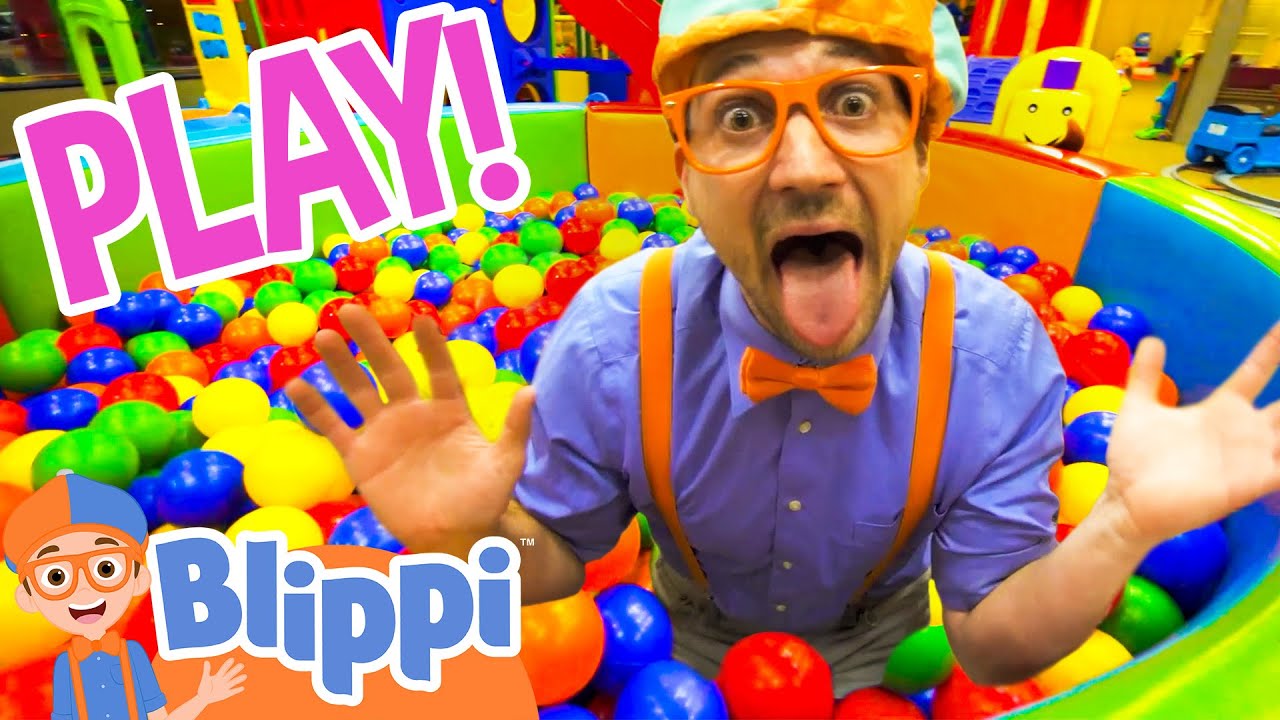 Blippi Learns and Plays at the INDOOR PLAYGROUND | Fun Toys & Colors ...