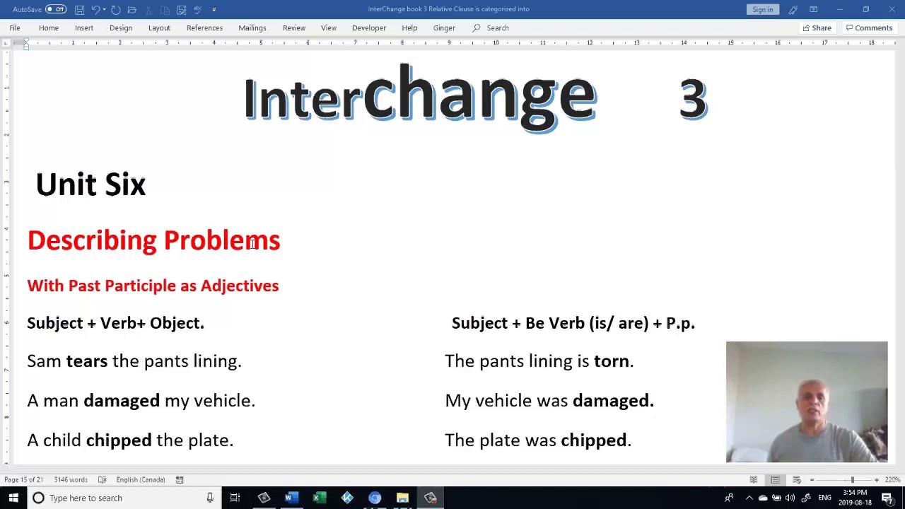 Academic English Interchange 3 Grammar Unit six Describing a Problem ...