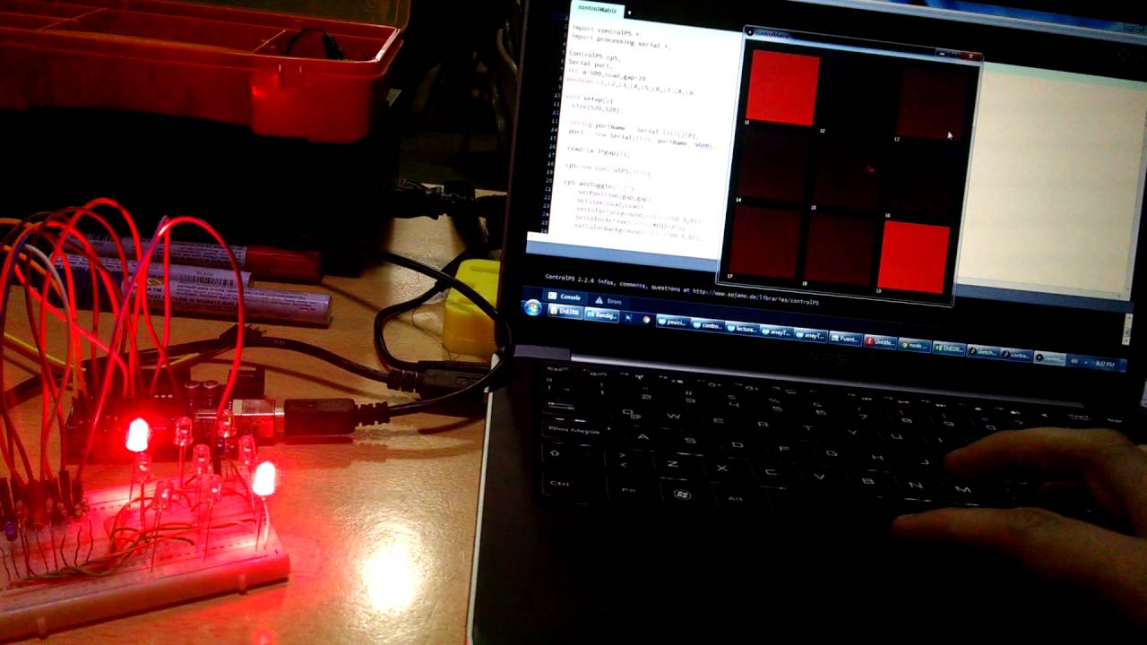 Processing + Controlp5 + arduino - YouTube