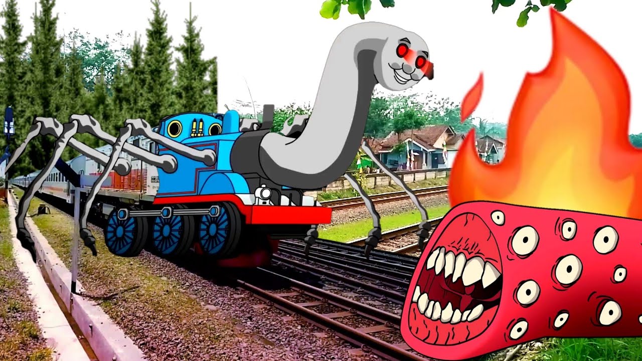 cursed thomas the train vs train eater #keretaapi #keretaapithomas # ...