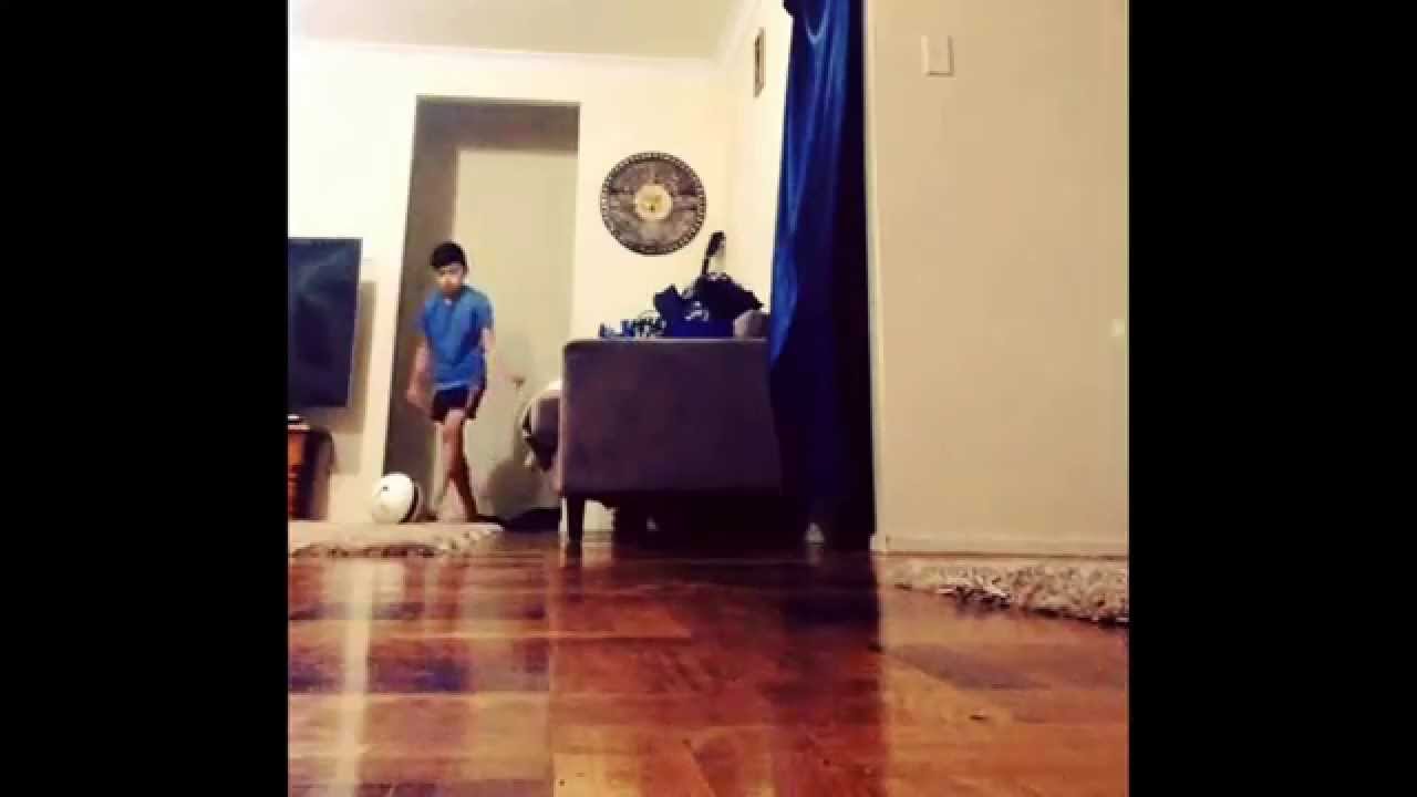 Soccer kicks - inside the house - YouTube