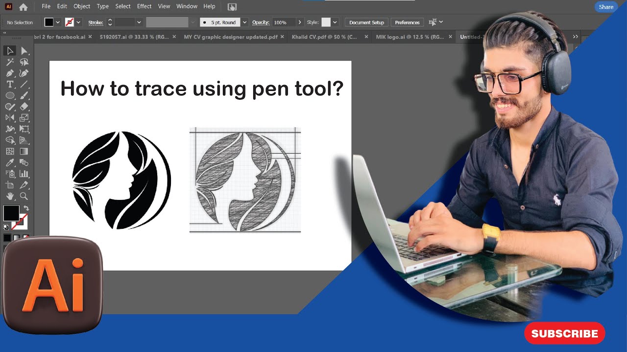 How to trace using pen tool? #pentool #adobeillustrator #graphicdesign ...