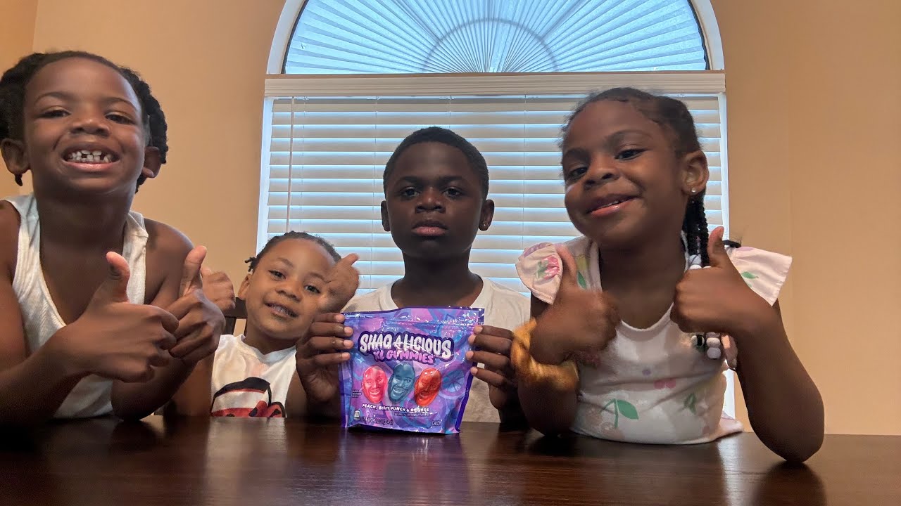 Kids Reviewing Shaq o licious Gummies - YouTube