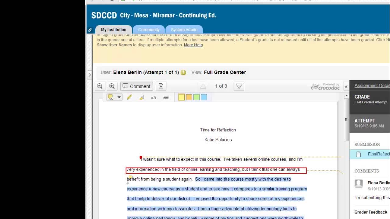 Grading a Blackboard Assignment (Inline Grading) - YouTube