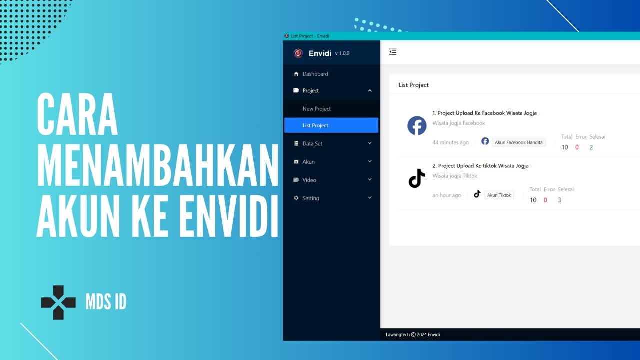 Cara Menambahkan Akun Tiktok Facebook dan Youtube Ke Envidi - YouTube