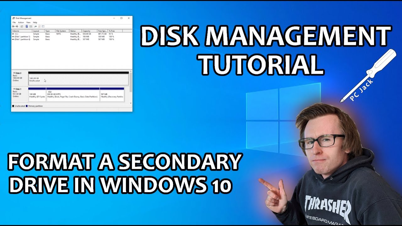 How to Initialise and Format a Secondary Drive in Windows 10 - YouTube