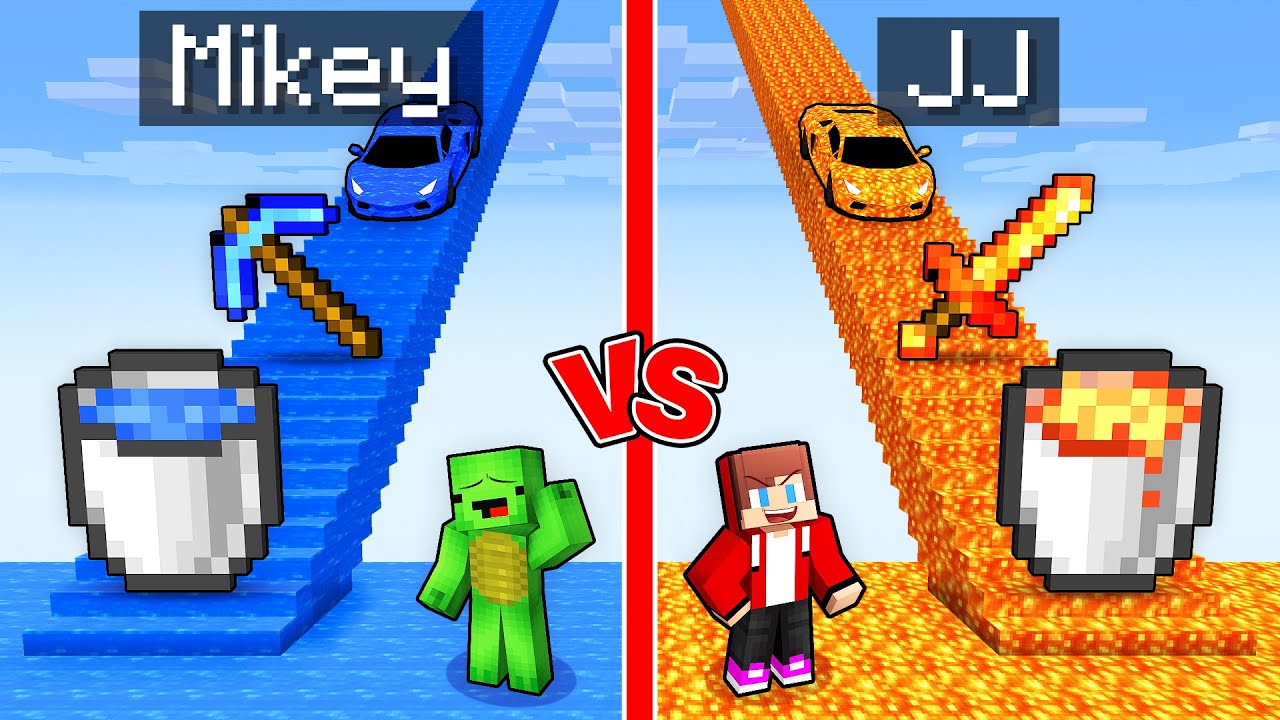Mikey WATER vs JJ LAVA Stairs Survival Battle in Minecraft (Maizen) - YouTube
