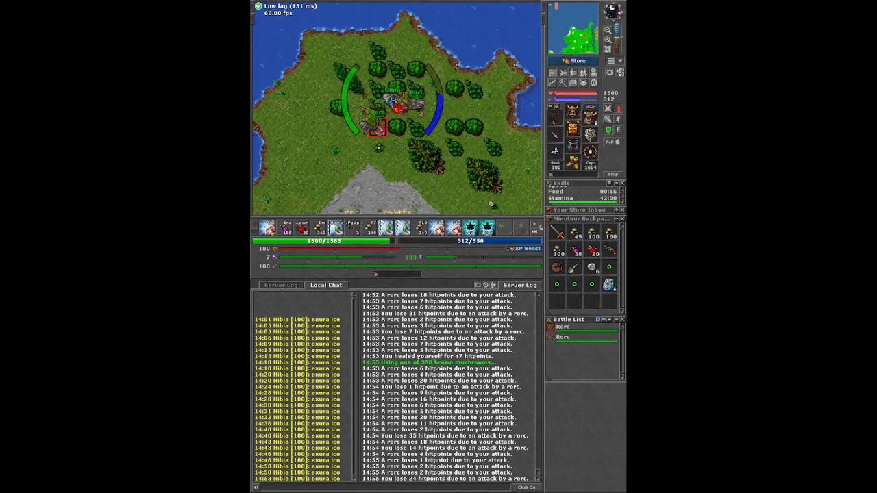 Tibia Knight skill training 101/100 sword and shield - YouTube