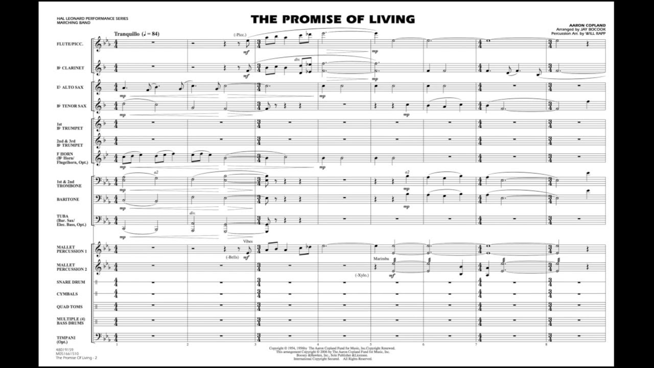 The Promise of Living by Aaron Copland/arr. Jay Bocook & Will Rapp ...