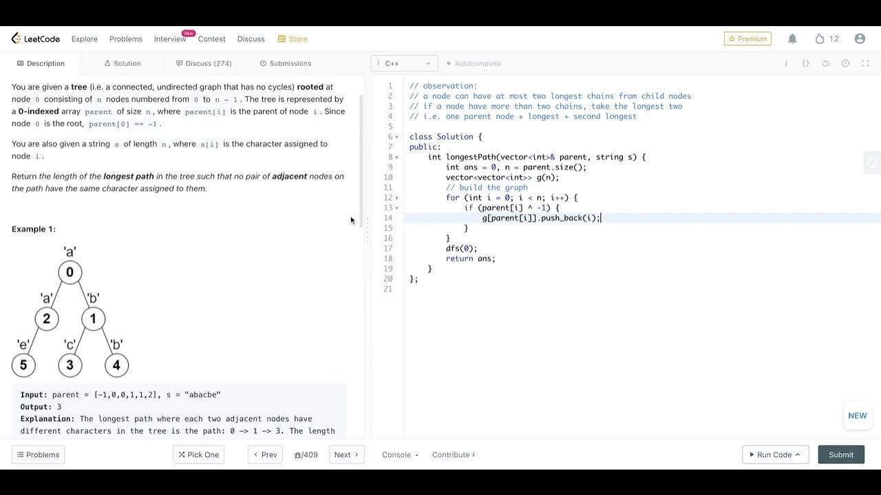 Leetcode January Daily Day 13 2246 Longest Path With Different Adjacent Characters Youtube