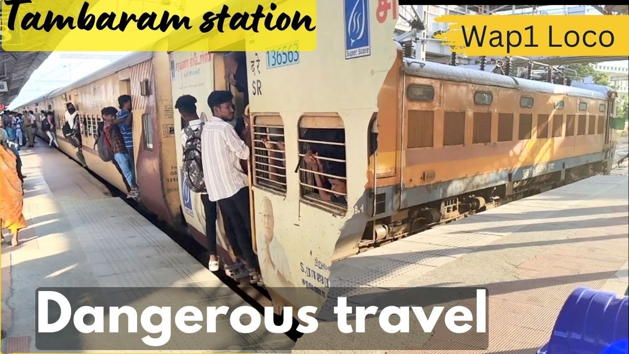 *Jam-packed train at Tambaram railway station*🚂| rare link wap1 loco ...