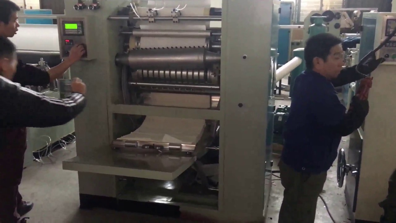 M fold 4 fold hand tissue paper machine 3 lanes - YouTube
