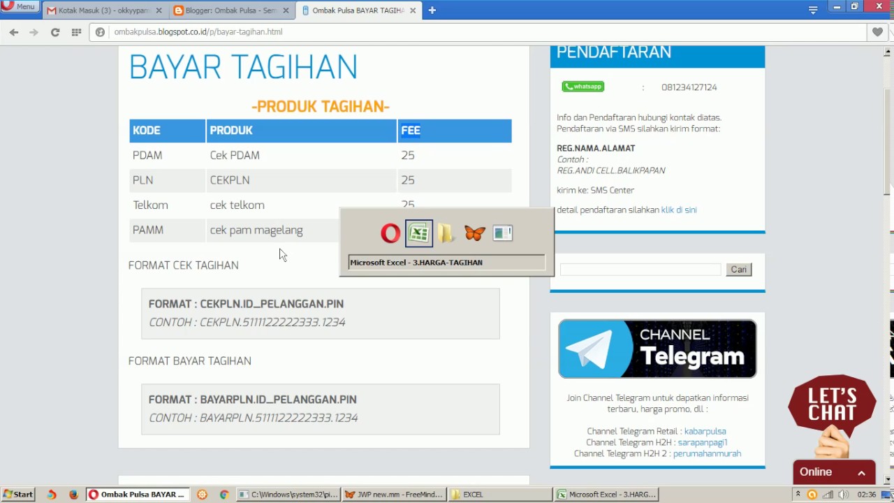 Web Pulsa - edit excel tagihan - YouTube