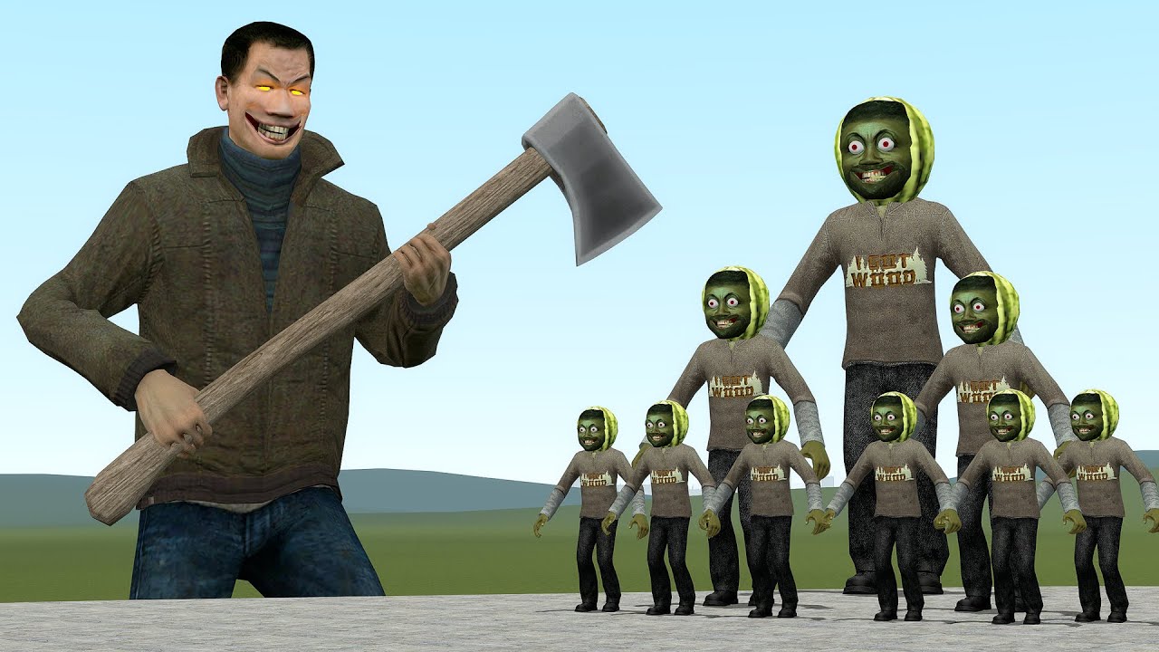 NEW AXEMAN BOSS VS LIN GANG MELON ZOMBIE AND FAMILY LIN GANG MELON in ...