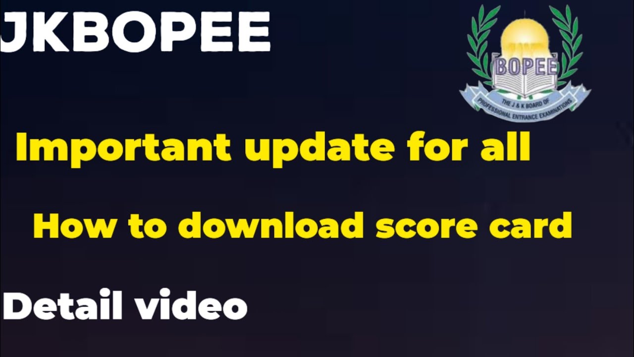 Jkbopee update|How to Download score card|Full process discussed|Detail ...