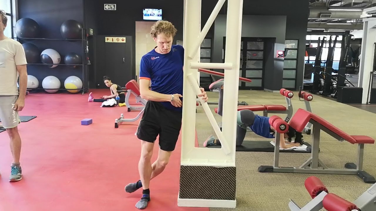 Single leg hip hitch against wall/pillar - YouTube