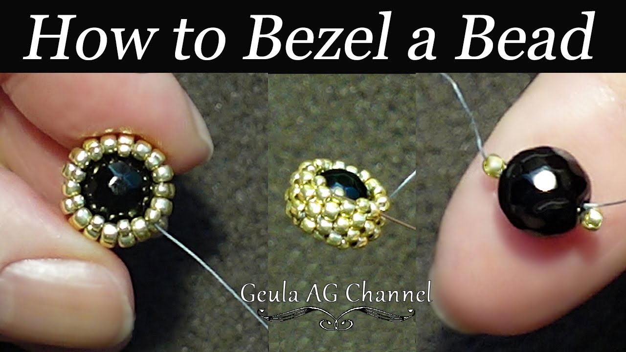 How to Bezel a Bead Peyote Stitch Beginners Beaded Tutorial - YouTube