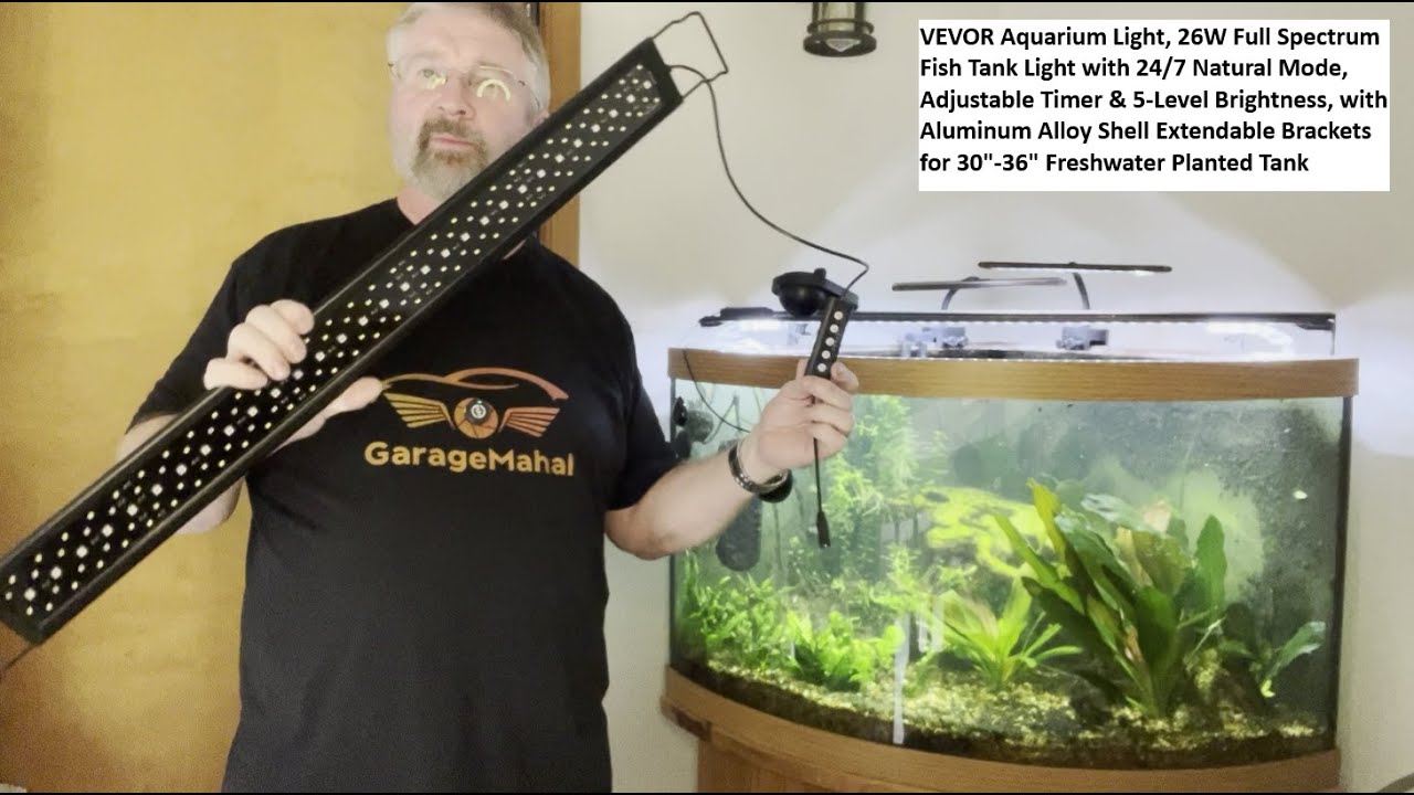 VEVOR Aquarium Light, 26W Full Spectrum Fish Tank Light w 24/7 Natural ...